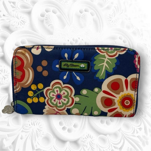 Lily Bloom | Bags | Lily Bloom Bright Blooms Long Wallet Blue Red Tan ...